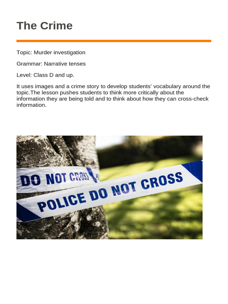 The Crime Lesson Plan Word | PDF | Witness