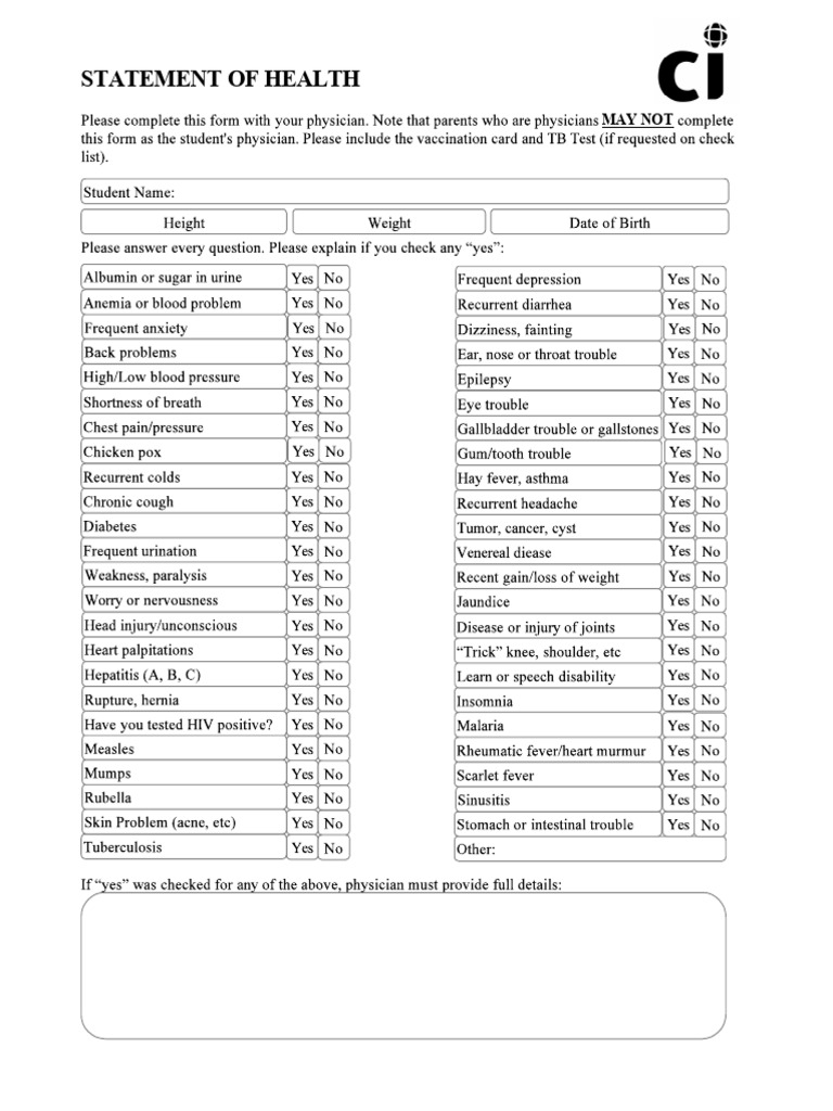 PG 1 e 2 - Statement of Health | PDF