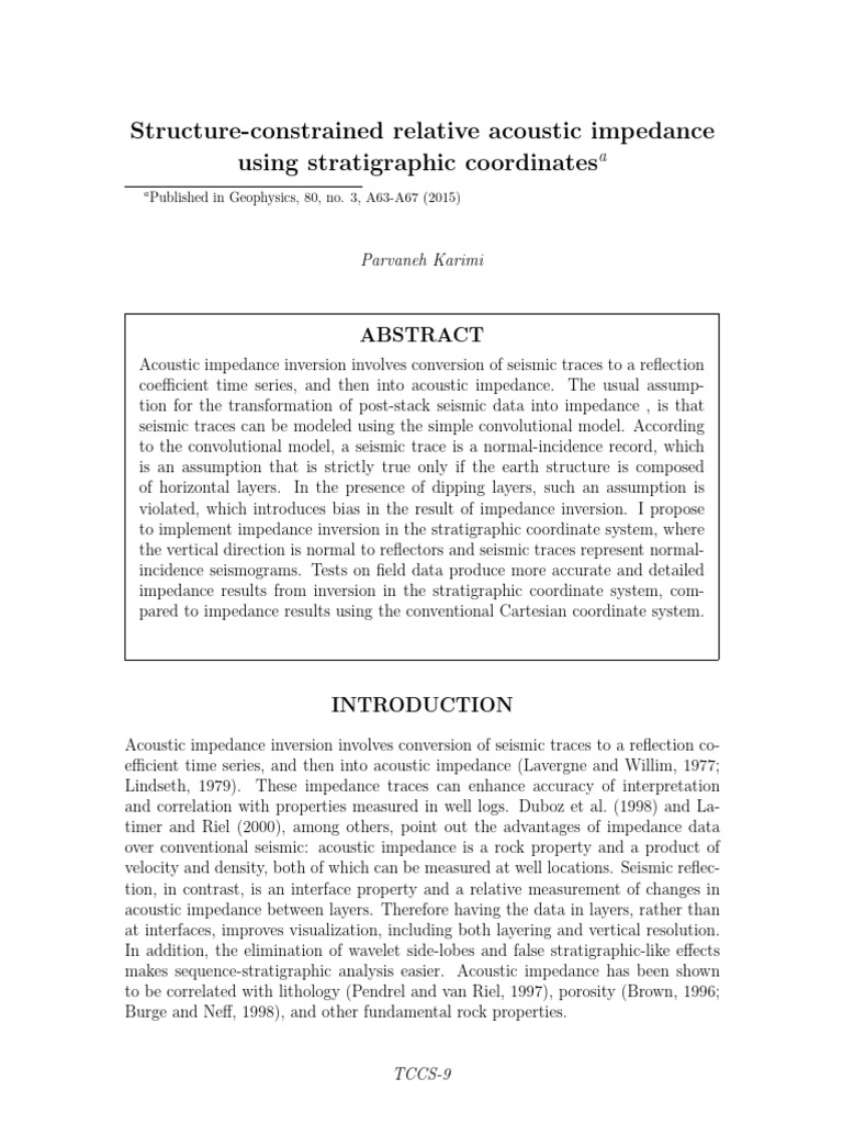 Improved Acoustic Impedance Inversion | PDF | Geology