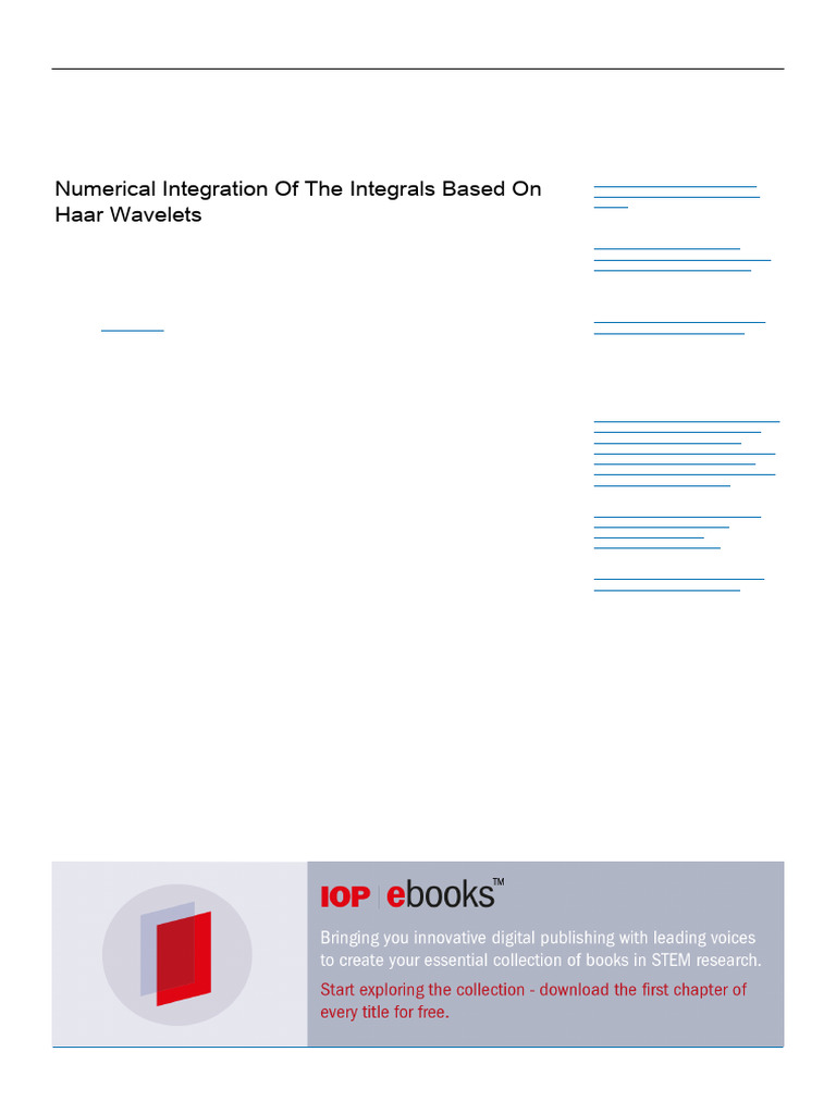 Numerical Integration of The Integrals Based On Haar Wavelets | PDF | Wavelet | Integral