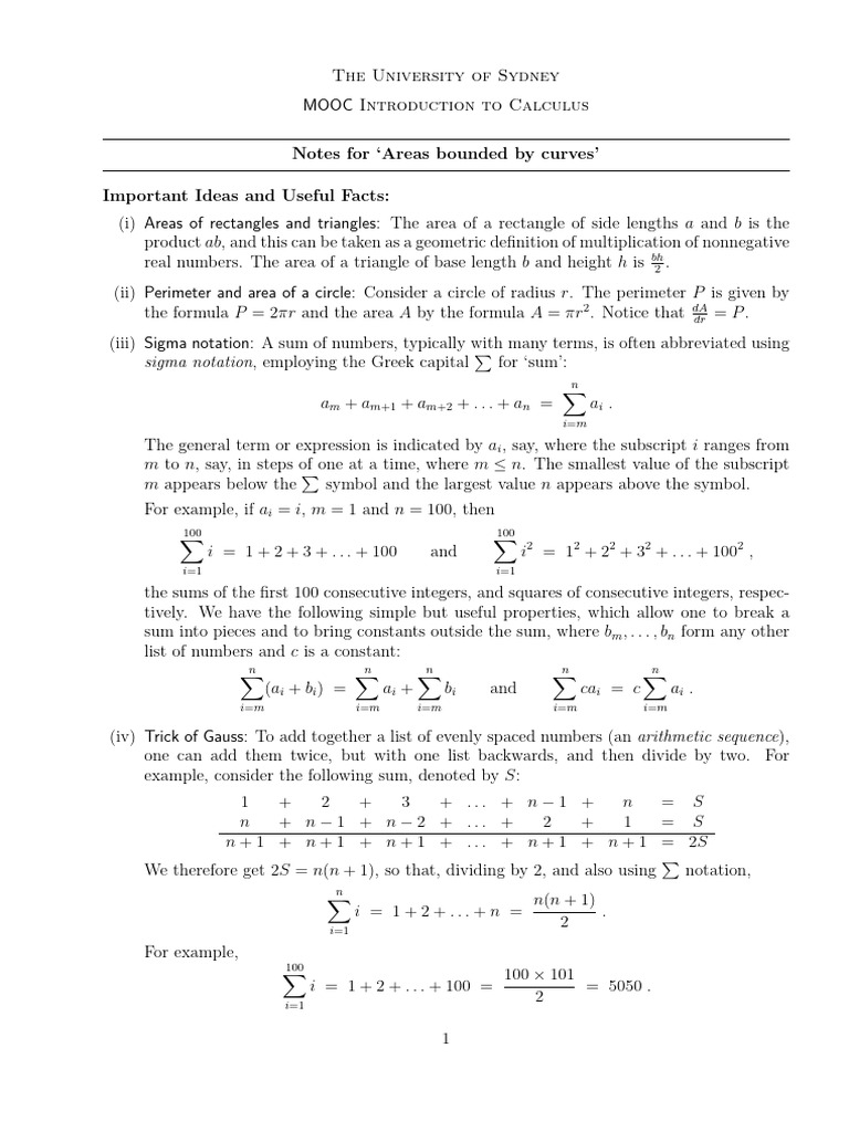 45.Notes-Areas-Bounded-By-Curves | PDF | Area | Summation