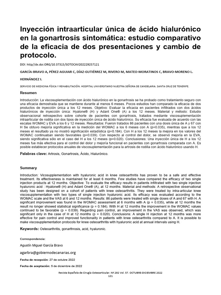 Rev Esp Cir Osteoart 2022 57 (292) 121 | PDF | Osteoartritis | Medicina