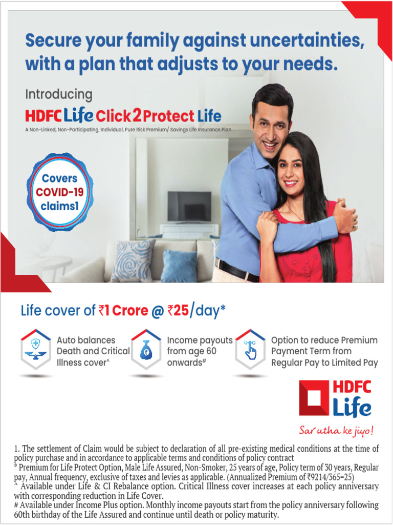 HDFC Click2Protect Life Overview | PDF | Myocardial Infarction | Insurance