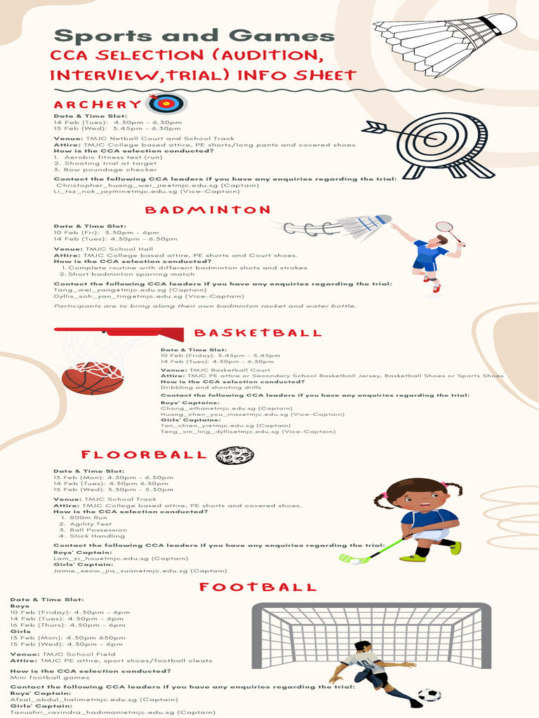 JC1 CCA Recruitment - JC1s CCA Selection Info Sheet! | PDF