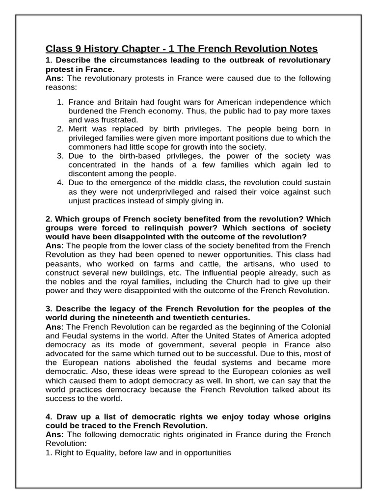 Class 9 History Chapter 1notes | PDF | Democracy | Political Ideologies