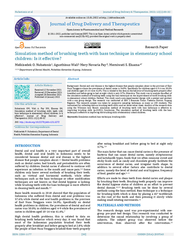 Simulation Method of Brushing Teeth With | PDF | Health Sciences ...