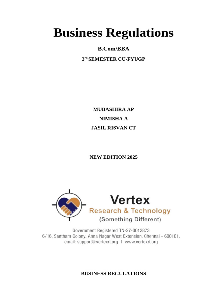 Business Regulations for B.Com 3rd Sem | PDF | Offer And Acceptance ...