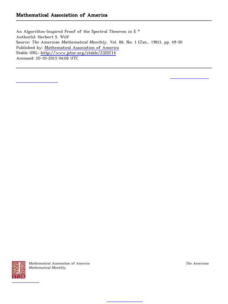 An Algorithm-Inspired Proof of The Spectral Theorem in en | PDF ...