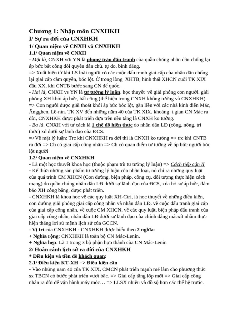 Chương 1 Nhập môn CNXHKH | PDF