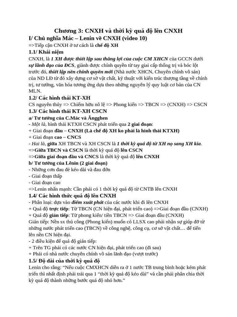 Chương 3 CNXH Và TH I K Quá Đ Lên CNXH | PDF