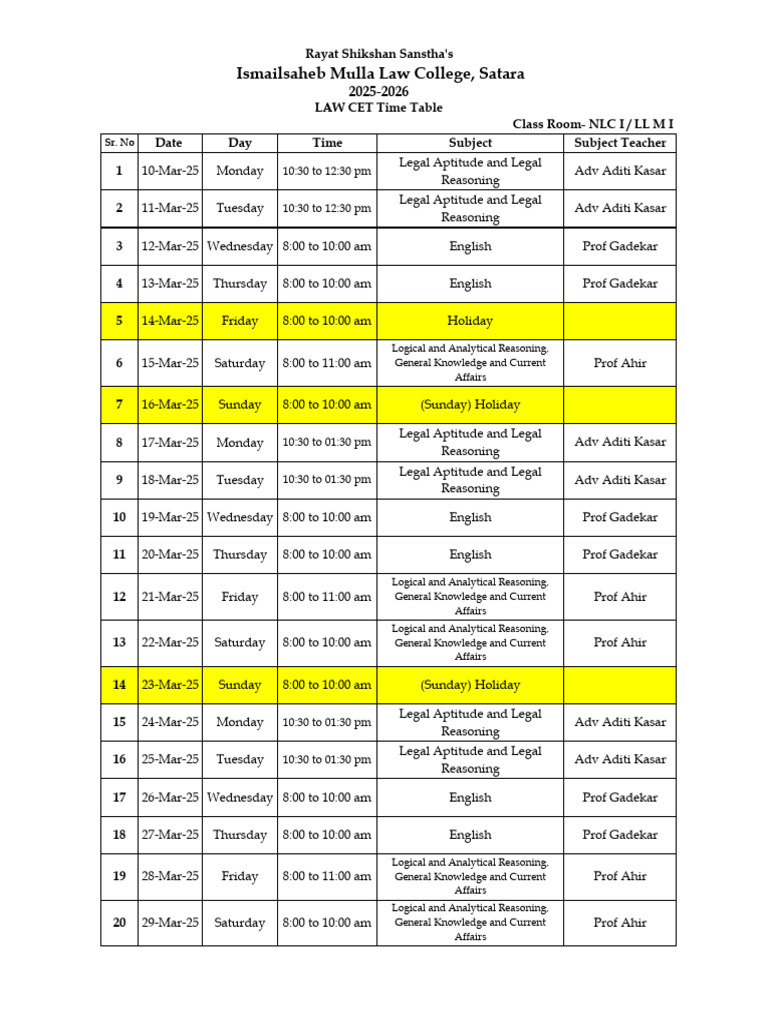 Updated Schedule LAW CET 2025-2026 | PDF