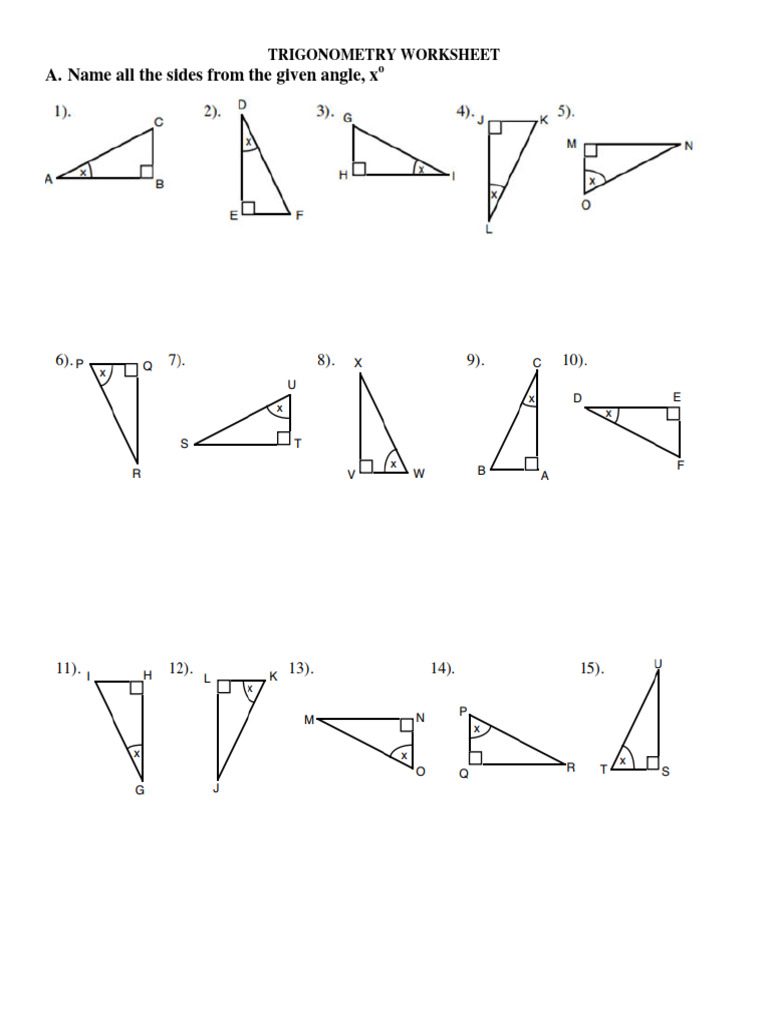 Trigonometry Basic Worksheet | PDF