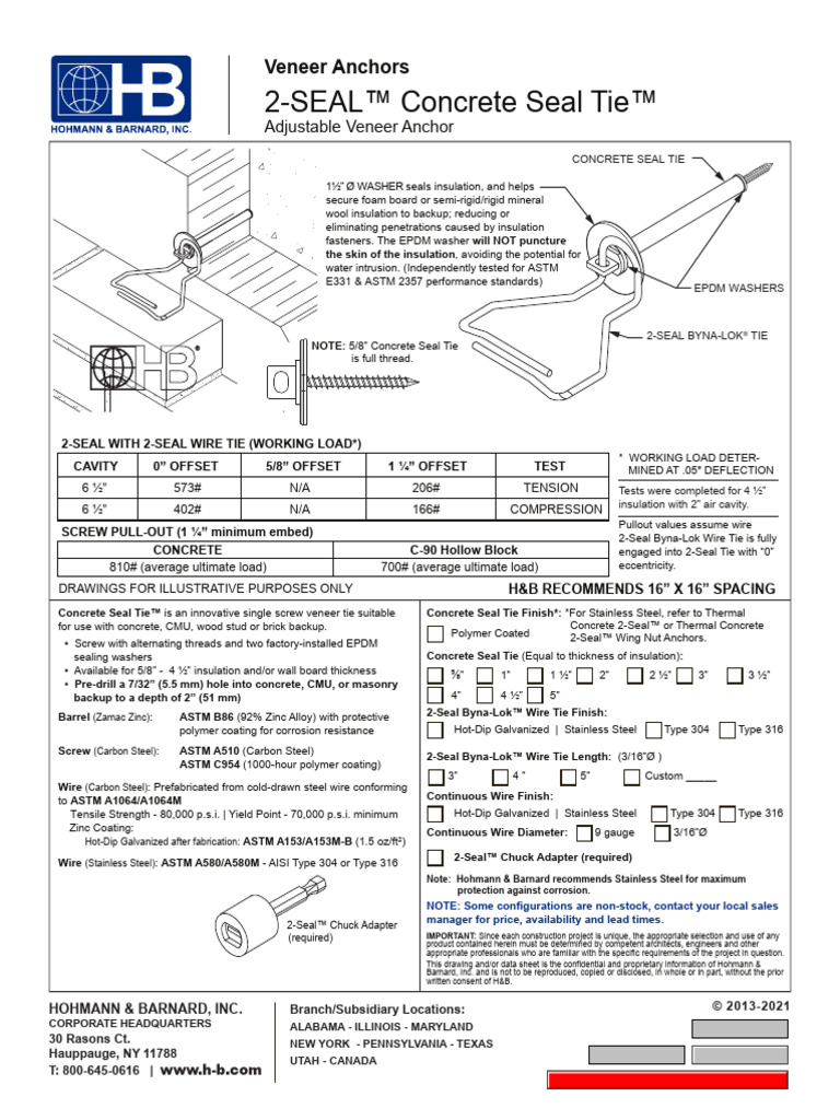 2 Seal Concrete Seal Tie - 4.7.25 | PDF | Stainless Steel | Thermal ...