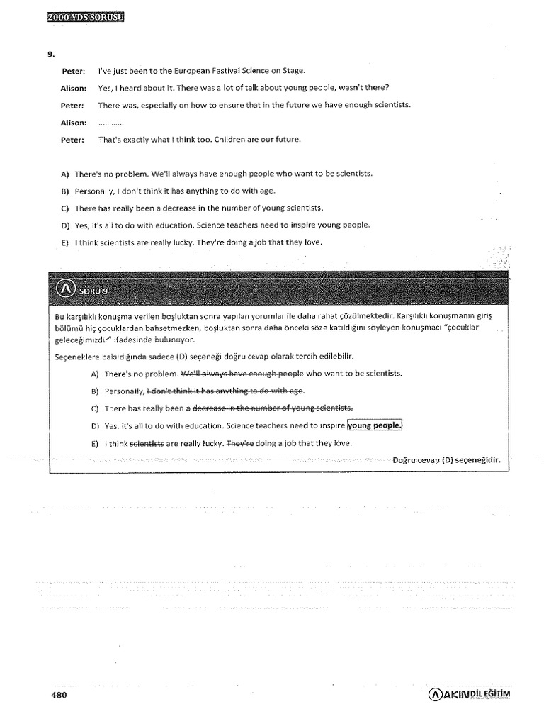 Akin Di̇l 2000 Yds Soru - 4 | PDF