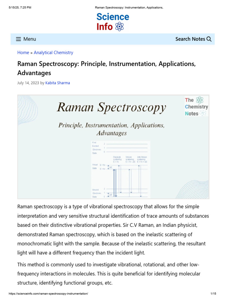 Raman Spectroscopy: Principles & Tools | PDF | Raman Spectroscopy ...