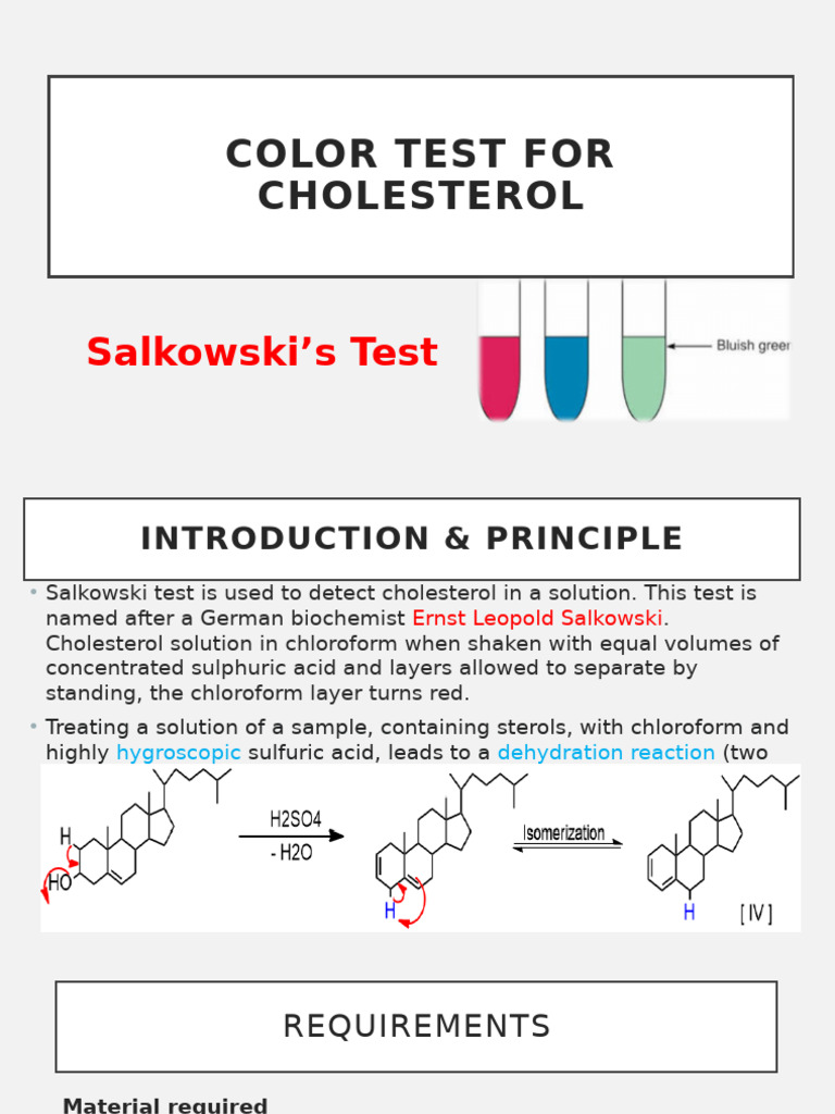 Color Test For Cholesterol | PDF