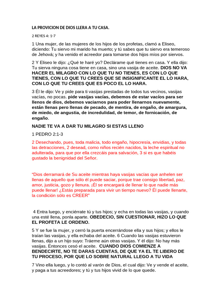 La Provicion de Dios Llera A Tu Casa | PDF | David | Arca de la Alianza
