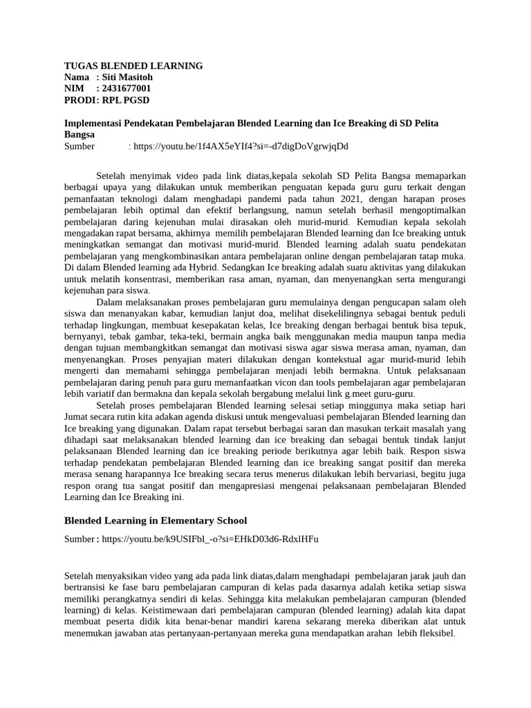 Tugas Blended Learning Siti Masitoh | PDF