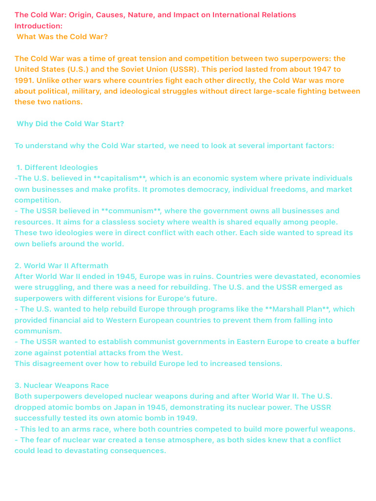 Cold War: Causes, Events, and Impact | PDF | Cold War | Soviet Union