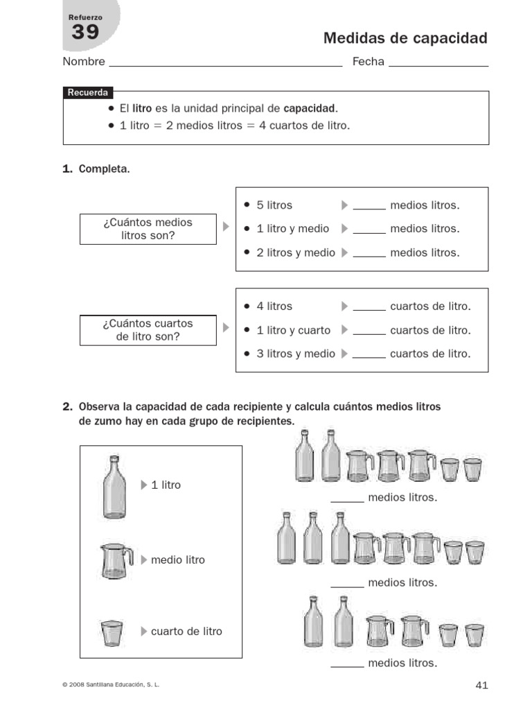 Medidas de peso y capacidad para niños | PDF | Kilogramo | Litro