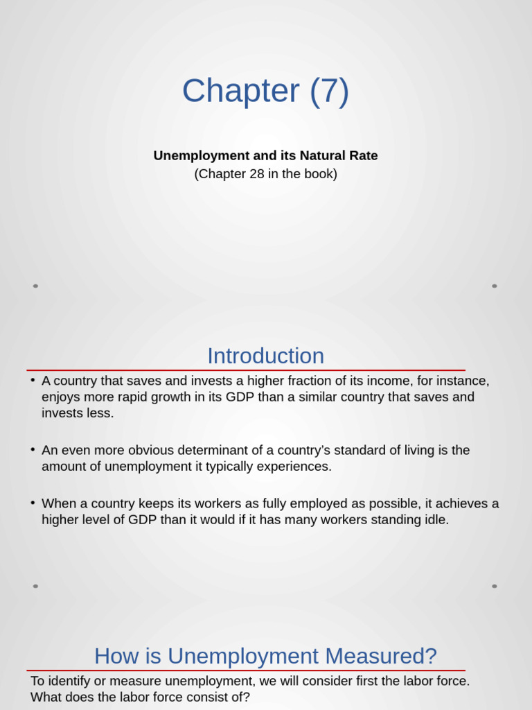 Chapter 7 Unemployment | PDF | Unemployment | Labour Economics