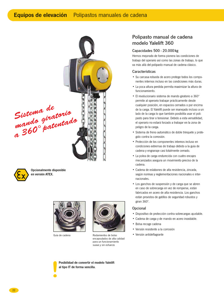 Polipasto Manual de Cadena Yalelift 360 | PDF | Acero | Tornillo