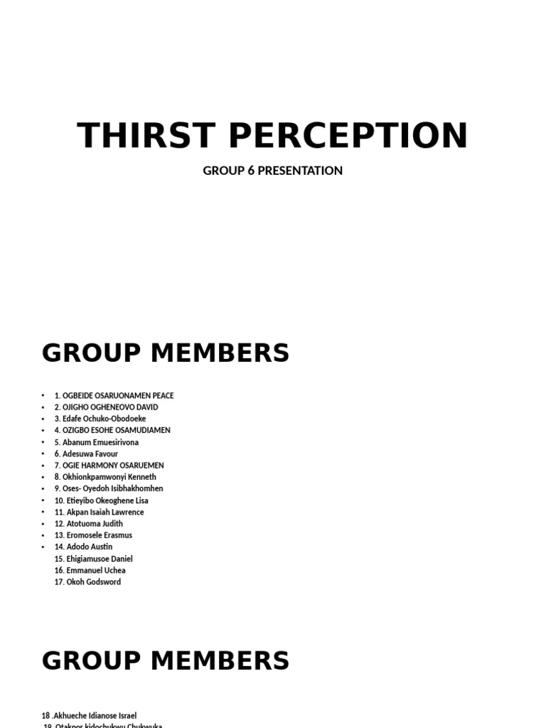 Presentation. Thirst Perception-6 | PDF | Angiotensin | Cardiovascular System