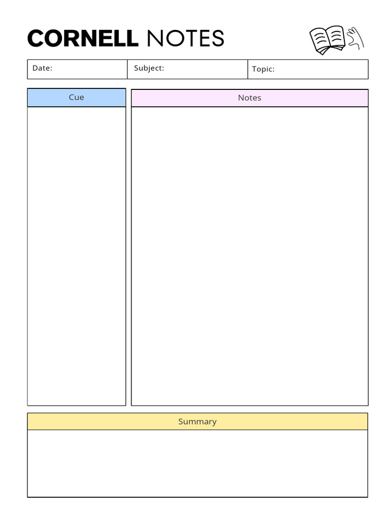 Cornell Notes Planner Colorful in Modern Simple Style | PDF