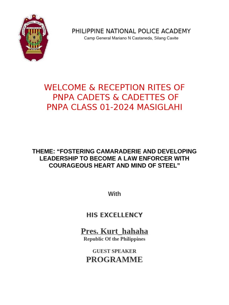 PNPA Welcome & Recception Rites | PDF