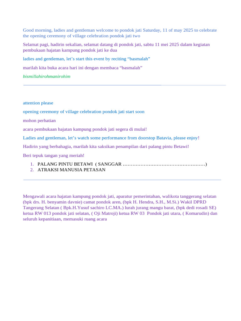 Teks MC Hajatn Pondok Jati | PDF