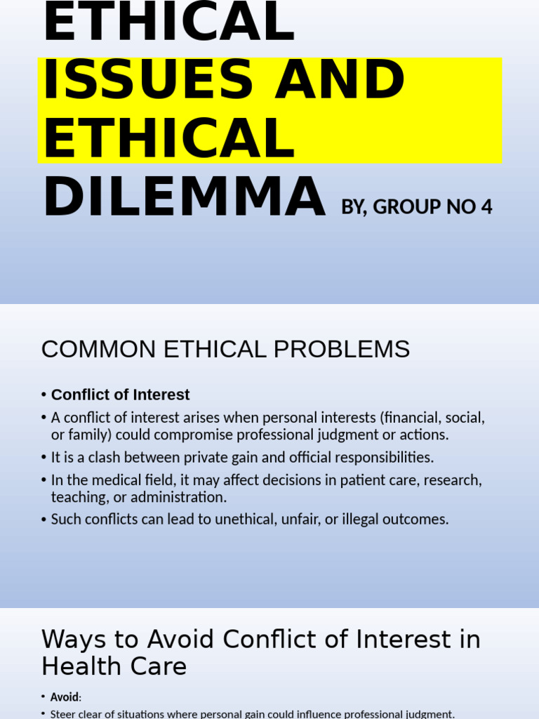 Ethical Issues and Ethical Dilemma - PPTX 99 | PDF | Confidentiality ...