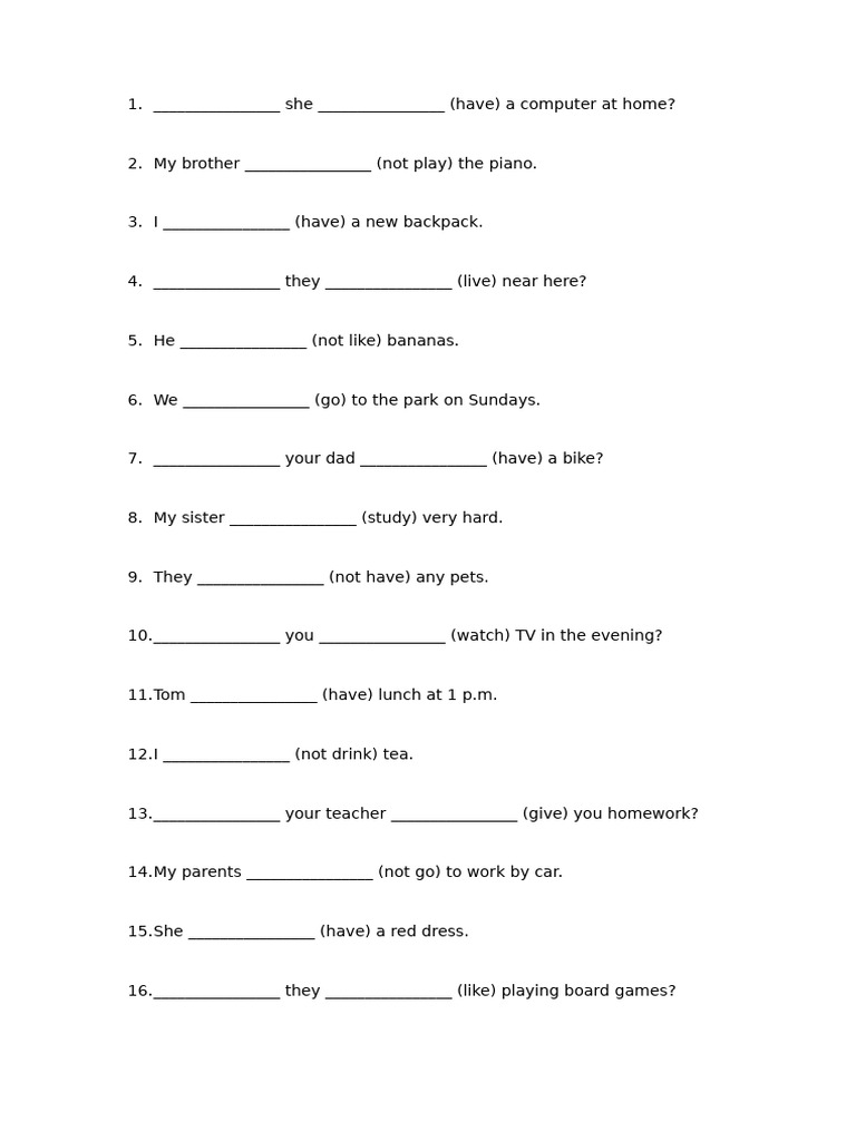 Present Simple Part 7 | PDF