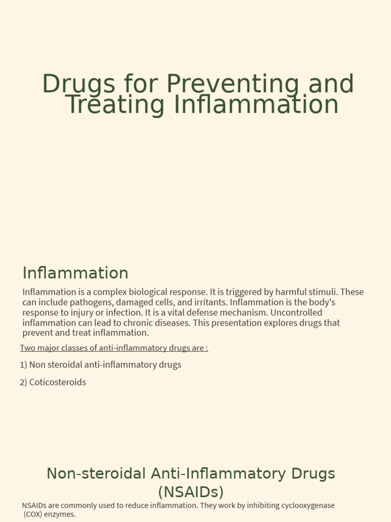 Anti-Inflammatory Drugs Overview | PDF | Nonsteroidal Anti Inflammatory ...