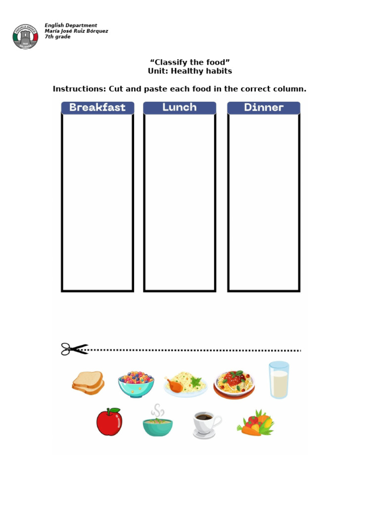 Guia 2. Classify The Food | PDF