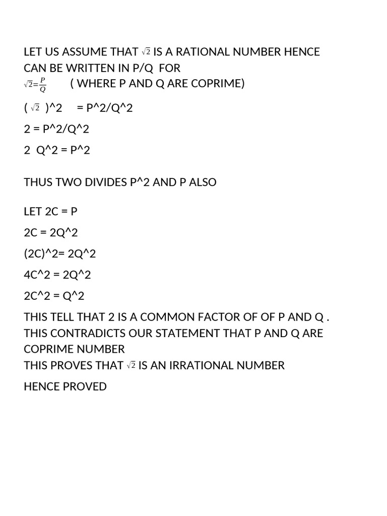 2 Proof of Irrationality Answer | PDF