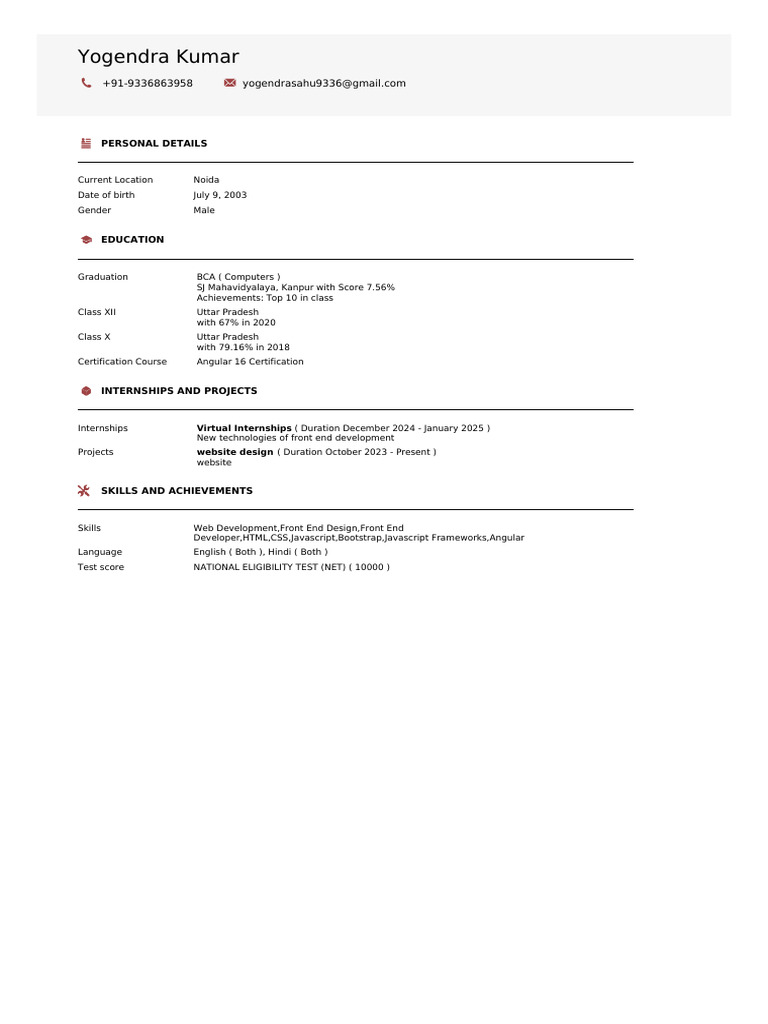 Yogendra Kumar Resume | PDF