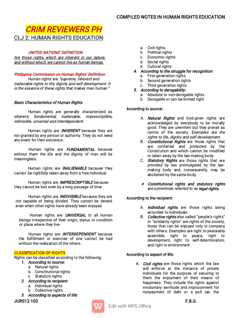 CLJ 2_ Human Rights Education | PDF | Due Process | Human Rights