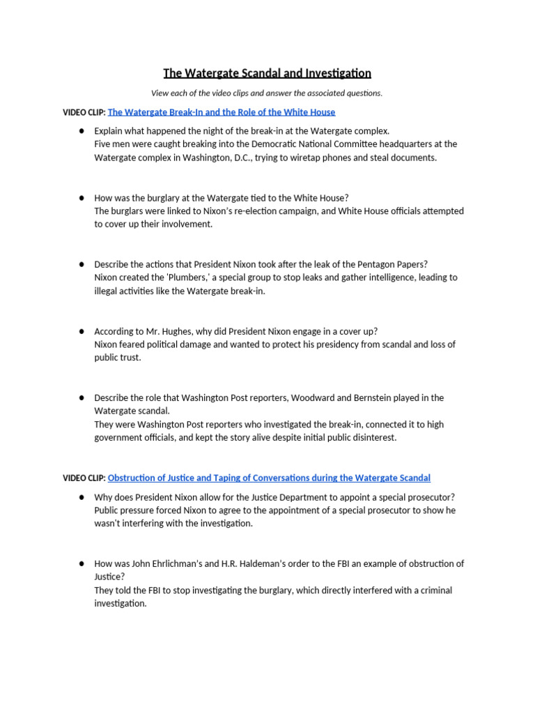 Watergate_Assignment_Final_Completed | PDF | Watergate Scandal | United ...
