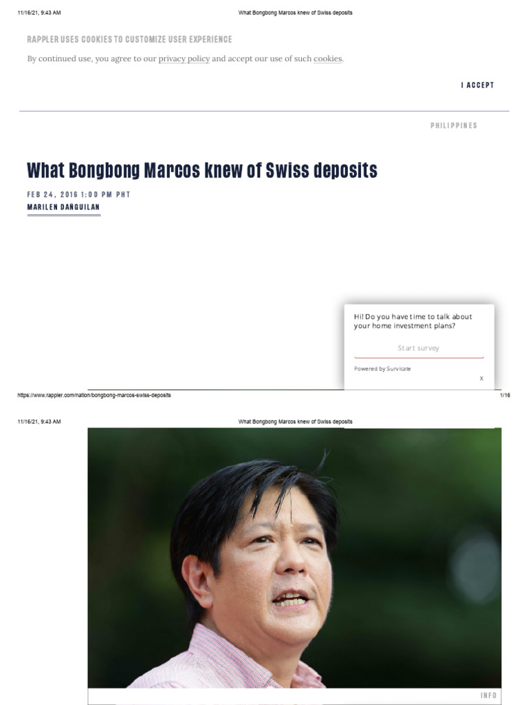 What Bongbong Marcos Knew of Swiss Deposits | PDF | Philippines