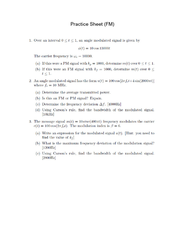 Practice Sheet 2 FM | PDF