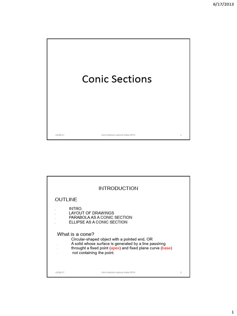 Understanding Conic Sections Basics | PDF | Ellipse | Classical Geometry