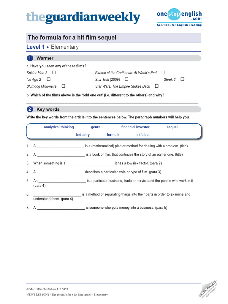 Hit Film Sequel Success Formula | PDF | Movie Theater