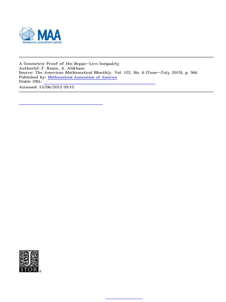 A Geometric Proof of The Beppo-Levi Inequality - Amer - Math.monthly ...