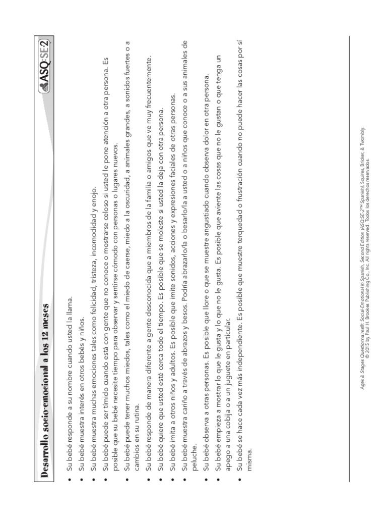 12M. ASQ - SE-2 - Social-Emotional - Developmental - Guides - and - Activities - Spanish | PDF ...