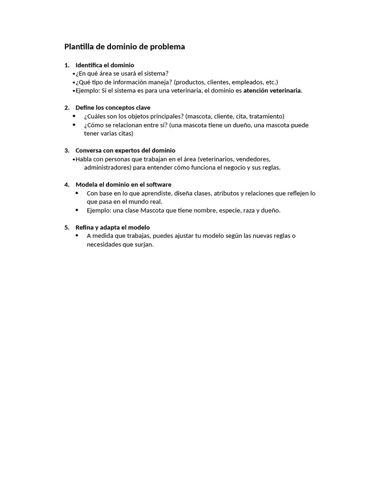 Plantilla para Definir Dominio del Problema | PDF