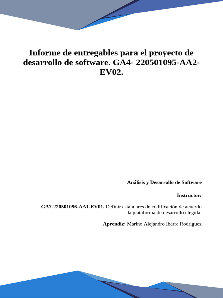 GA4-220501095-AA2-EV02 Informe de Entregables para El Proyecto de Desarrollo de Software | PDF ...