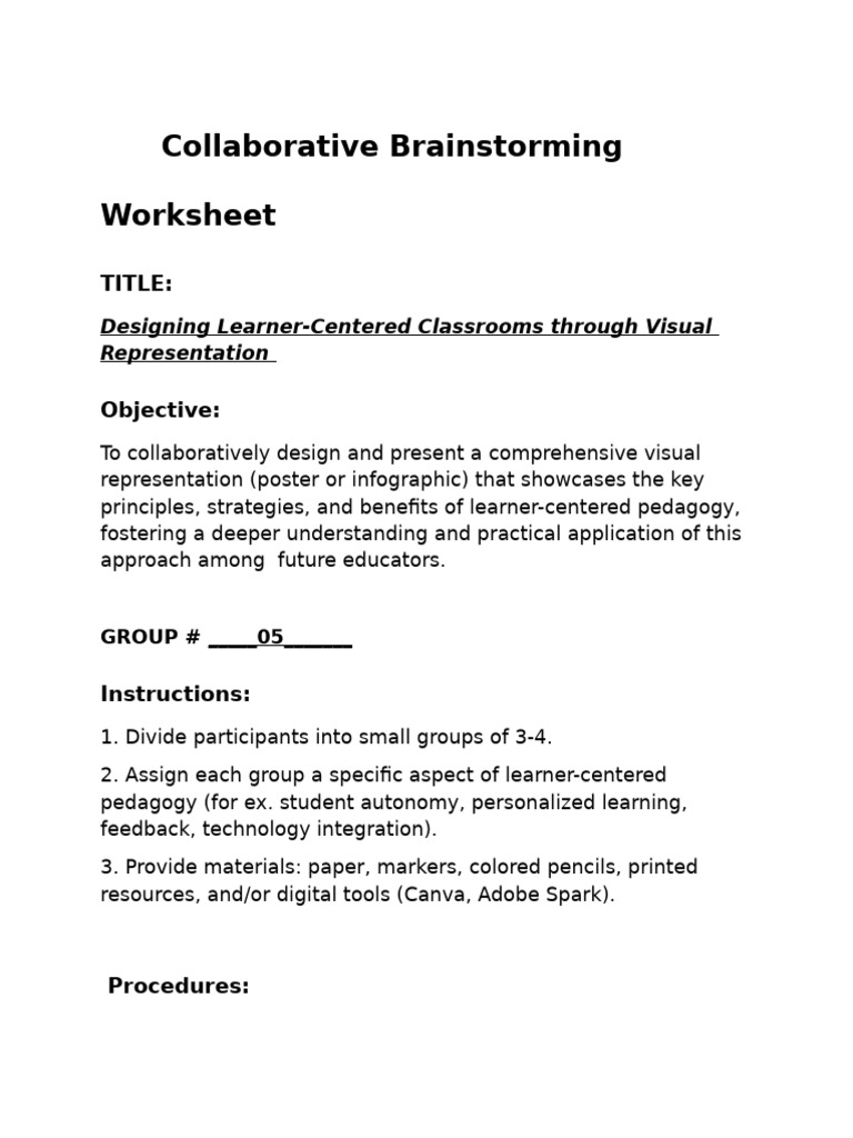GRP 5 Collaborative Worksheet | PDF | Multiple Choice | Pedagogy