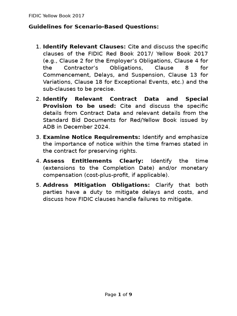 FIDIC Yellow Book 2017: Key Clauses Explained | PDF | Employment | Business