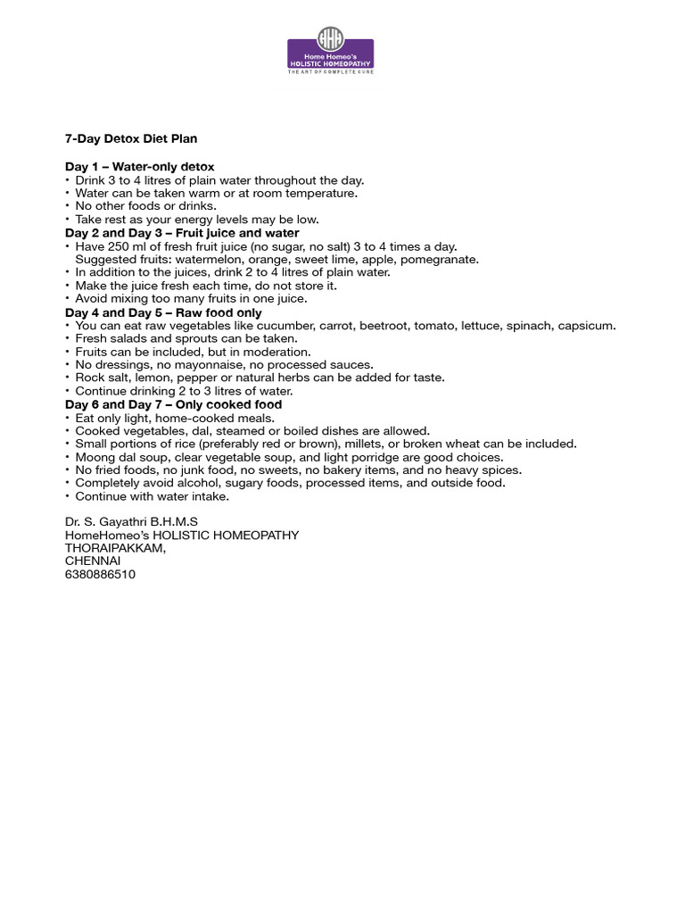 7-Day Detox Diet Plan | PDF
