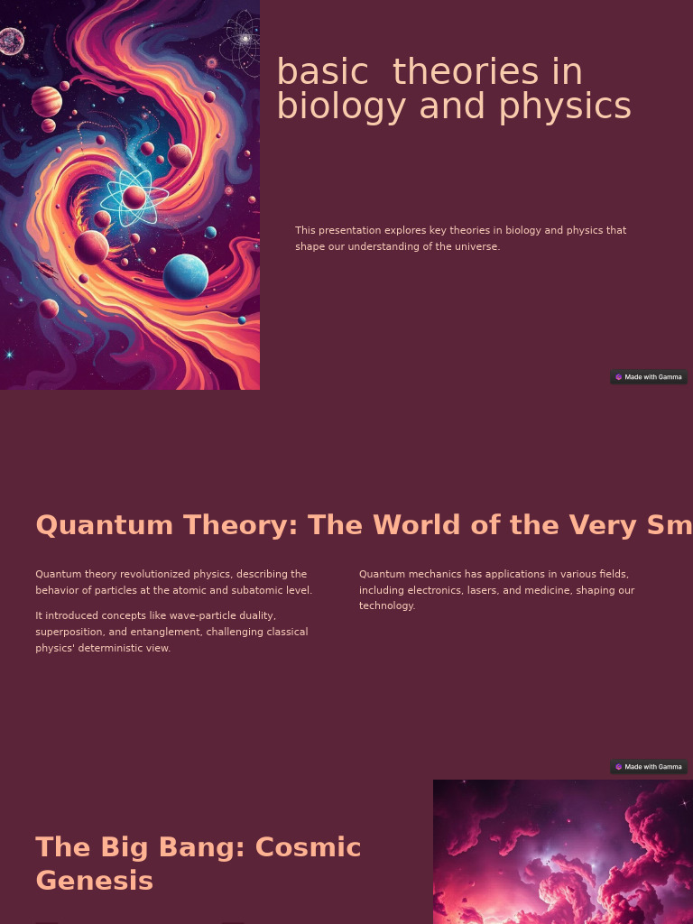 Key Theories in Biology and Physics | PDF | Universe | Physics